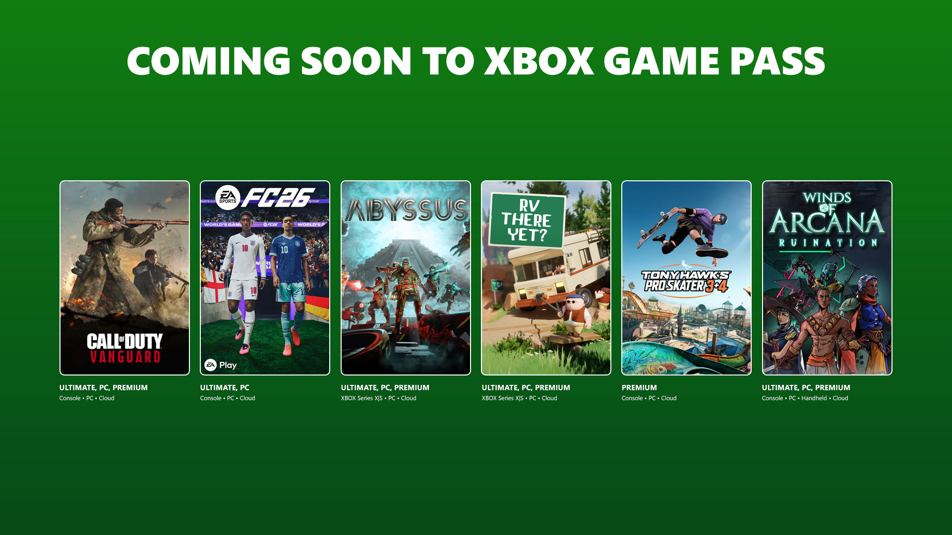 Coming Soon To XBOX Game Pass Wave 2: EA Sports FC 26, RV There Yet ...
